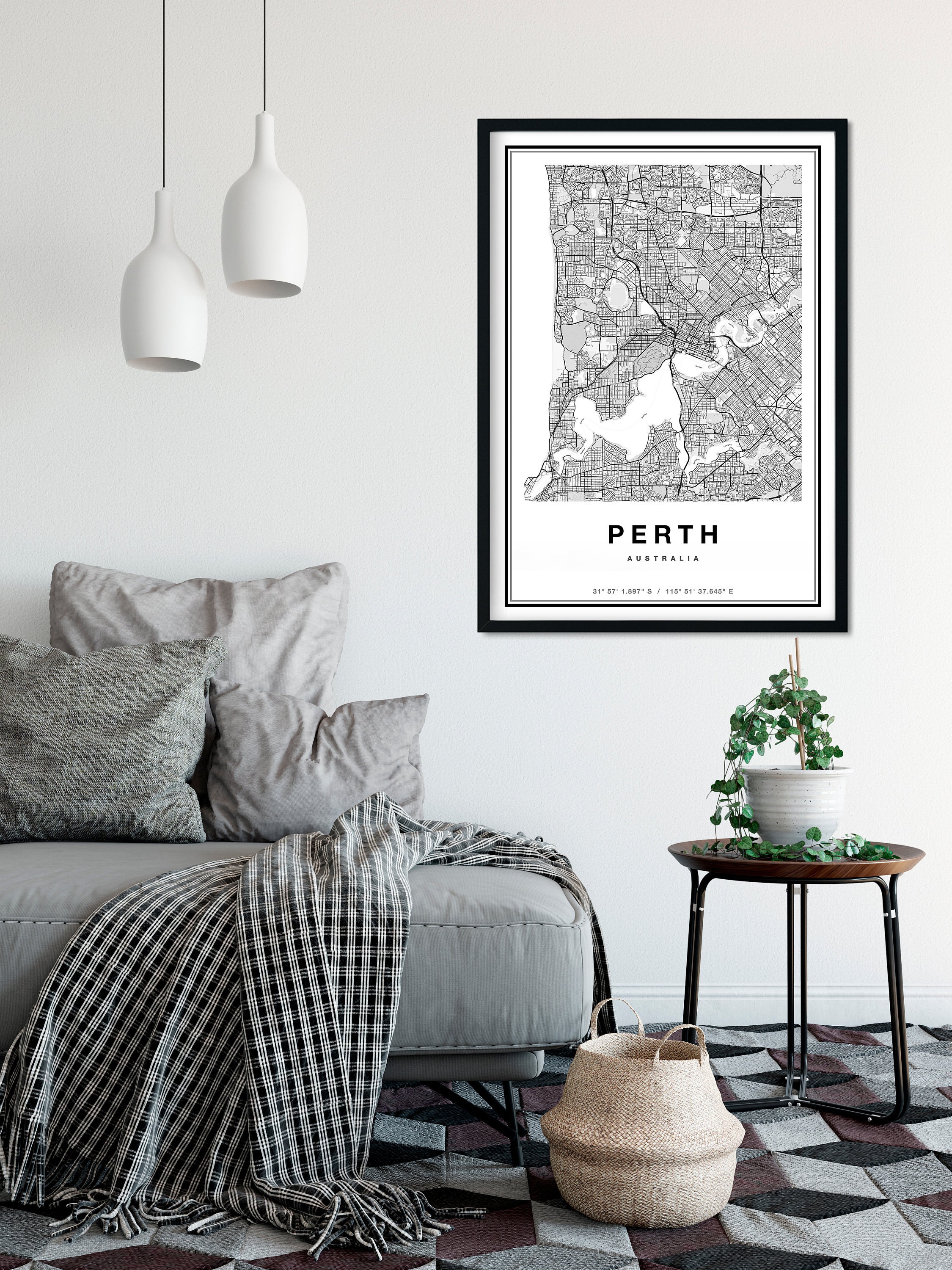 Perth Map Print, Map of Perth, City Map, Perth Print Gift, Perth Map ...