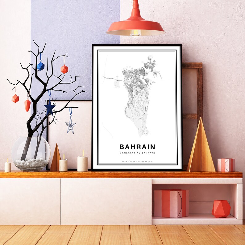 Bahrain Map Print, Map of Bahrain, City Map, Bahrain Print Gift, Map ...