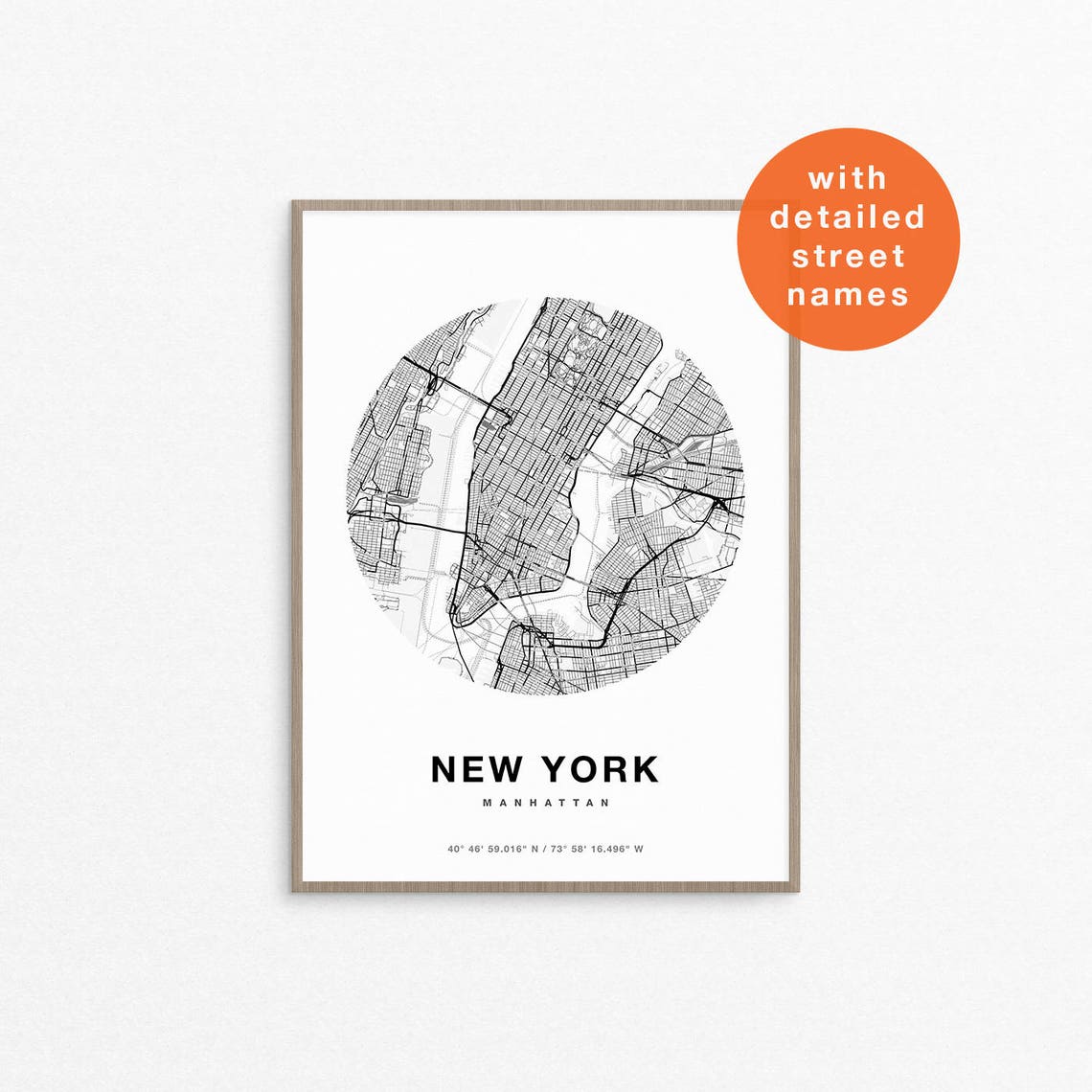 New York Map New York City Map Print Manhattan Map Print | Etsy