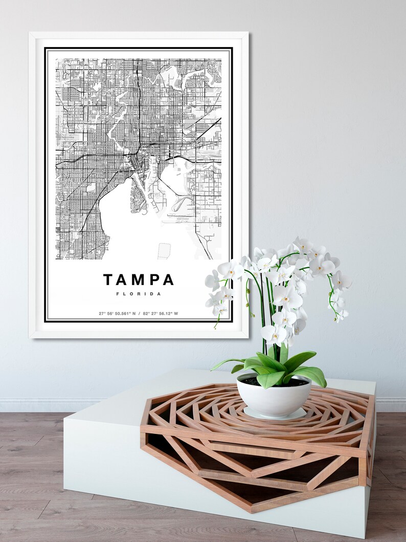 Tampa Map Print Map of Tampa City Map Tampa Print Gift - Etsy