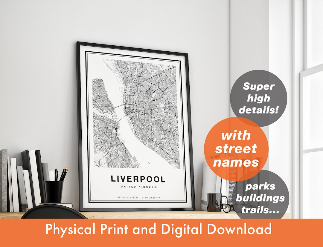 Liverpool Map Print Liverpool City Map Print Liverpool - Etsy