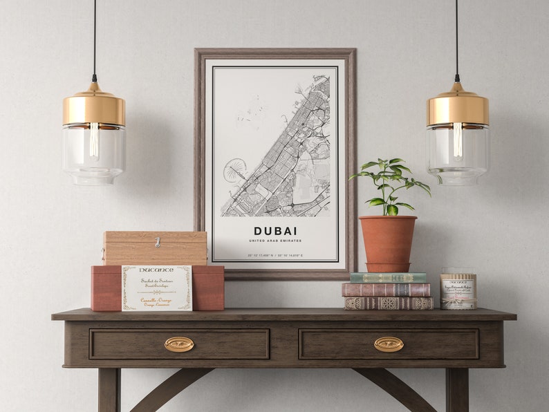 Dubai Map Print, Map of Dubai, City Map, Dubai Print Gift, Dubai Map ...