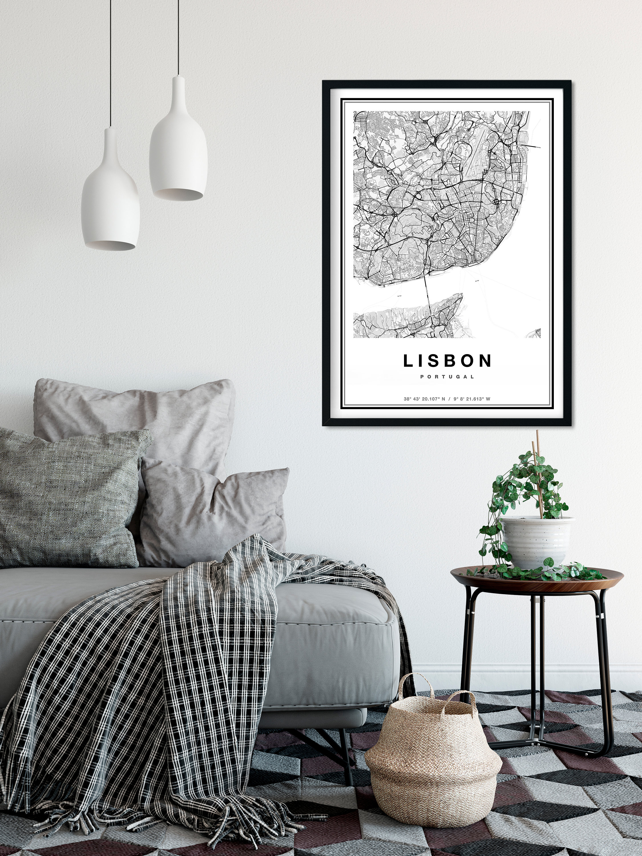 Lisbon Map Print Map of Lisbon City Map Lisbon Print Gift | Etsy