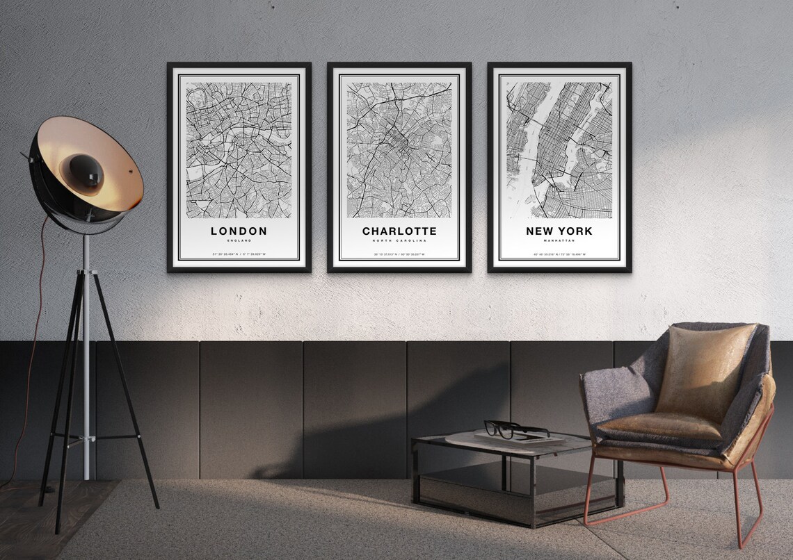 Charlotte Map Print, Printable Map of Charlotte, City Map Art, Street ...