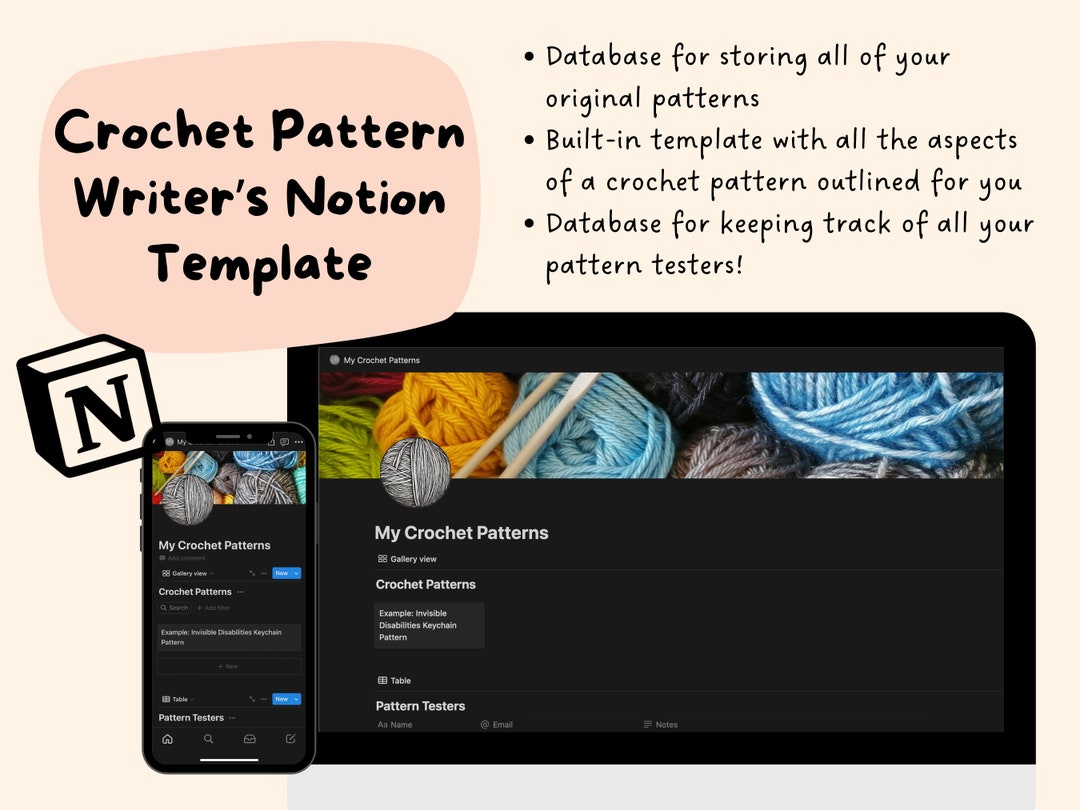 Crochet Pattern Writer's Notion Template - Etsy
