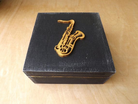 Wood Small Box With Saxophone Trumpet Guitar Custom | Etsy