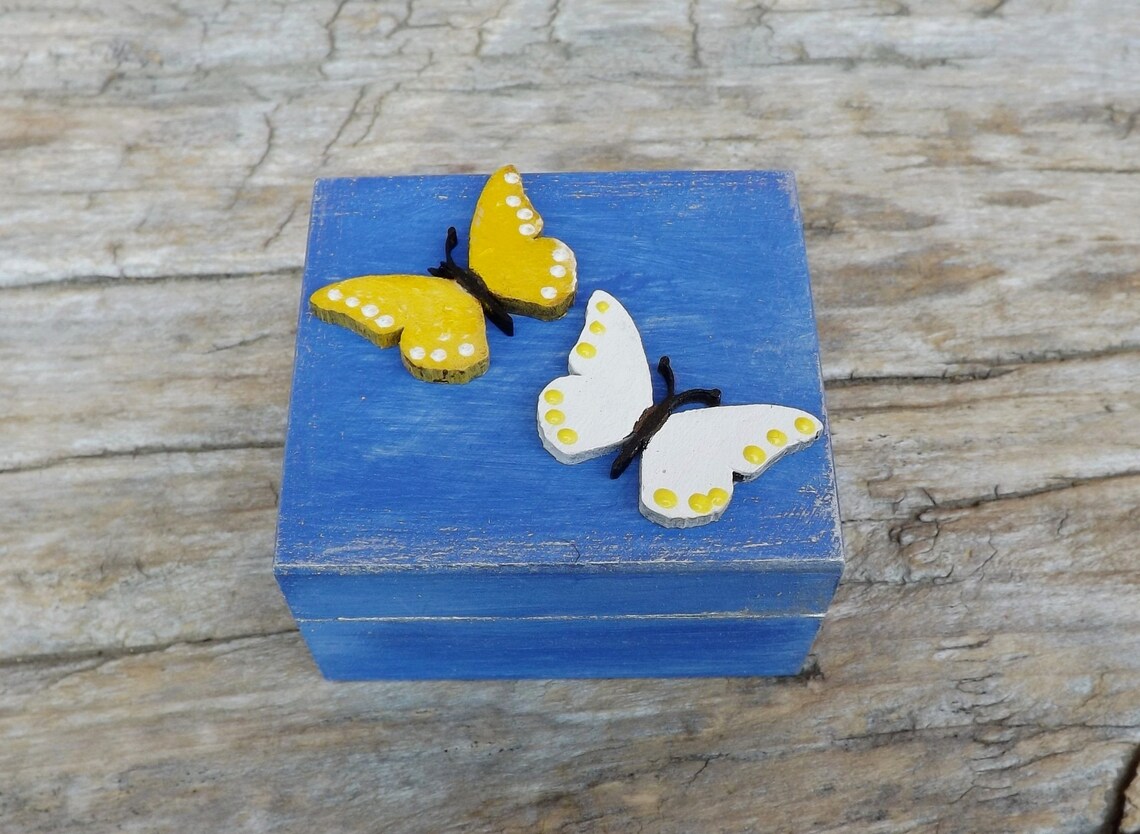 Wood tiny box with Butterflies hand-painted personalized | Etsy