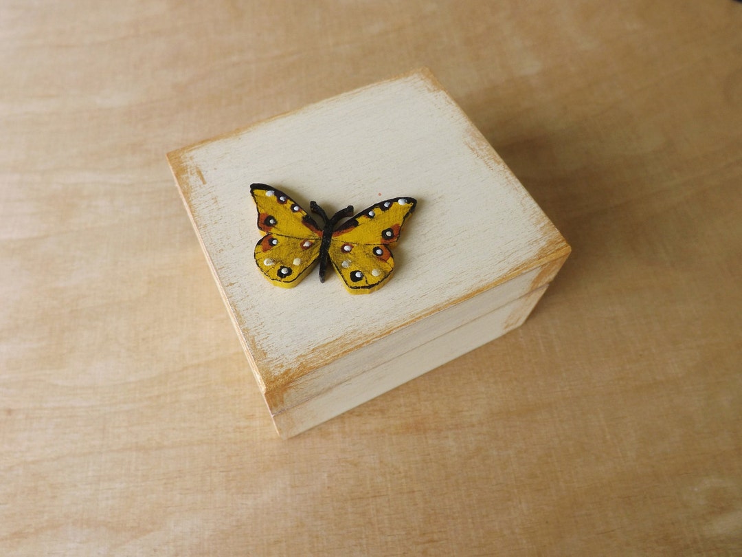 Wood Tiny Box With Butterflies, Hand-painted Personalized Gift, Little ...