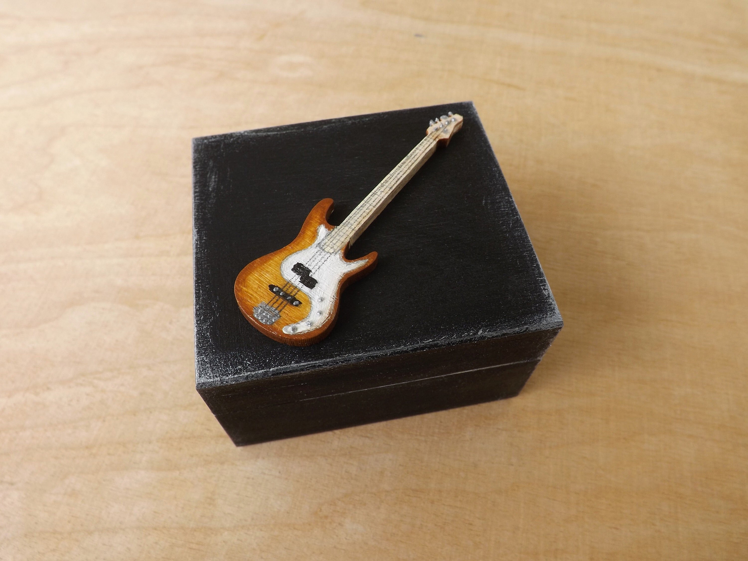 Wooden Tiny Box With Bass Guitar Customized Hand Painted - Etsy