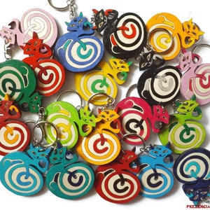 Keychain Cat in Orange Yellow, Hand-painted Wood Laser Cut Personalized ...