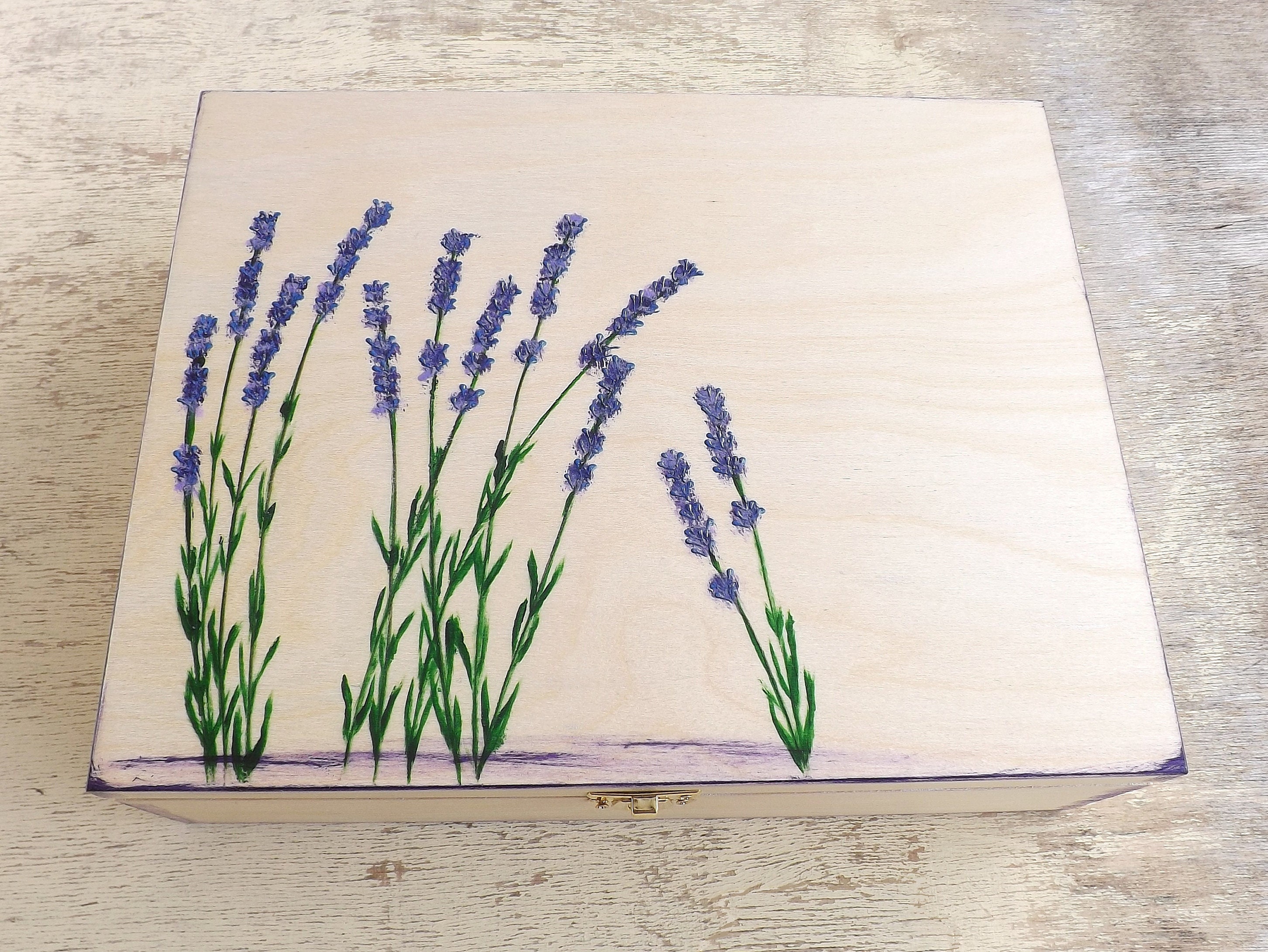 Big Tea Box With Lavender Personalized Hand Painted Wooden - Etsy