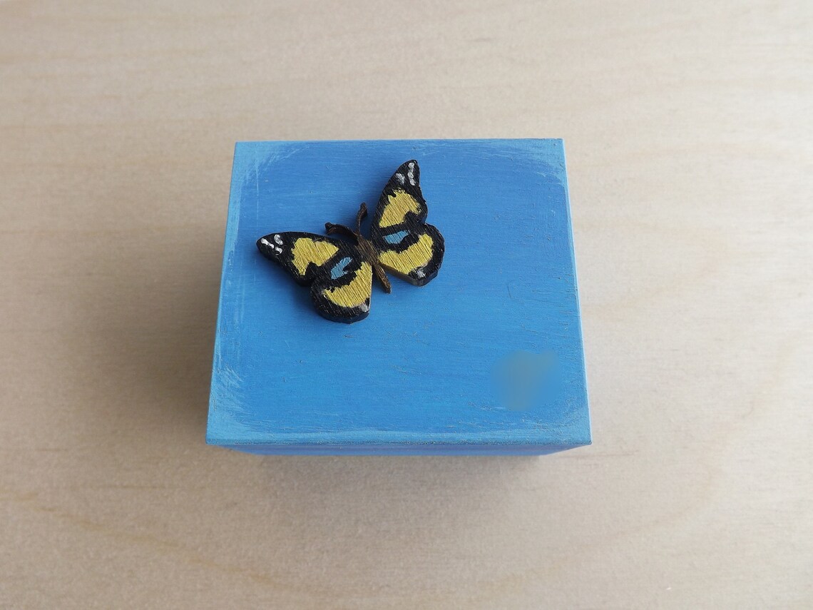 Wood Tiny Box With Butterflies Hand-painted Personalized - Etsy