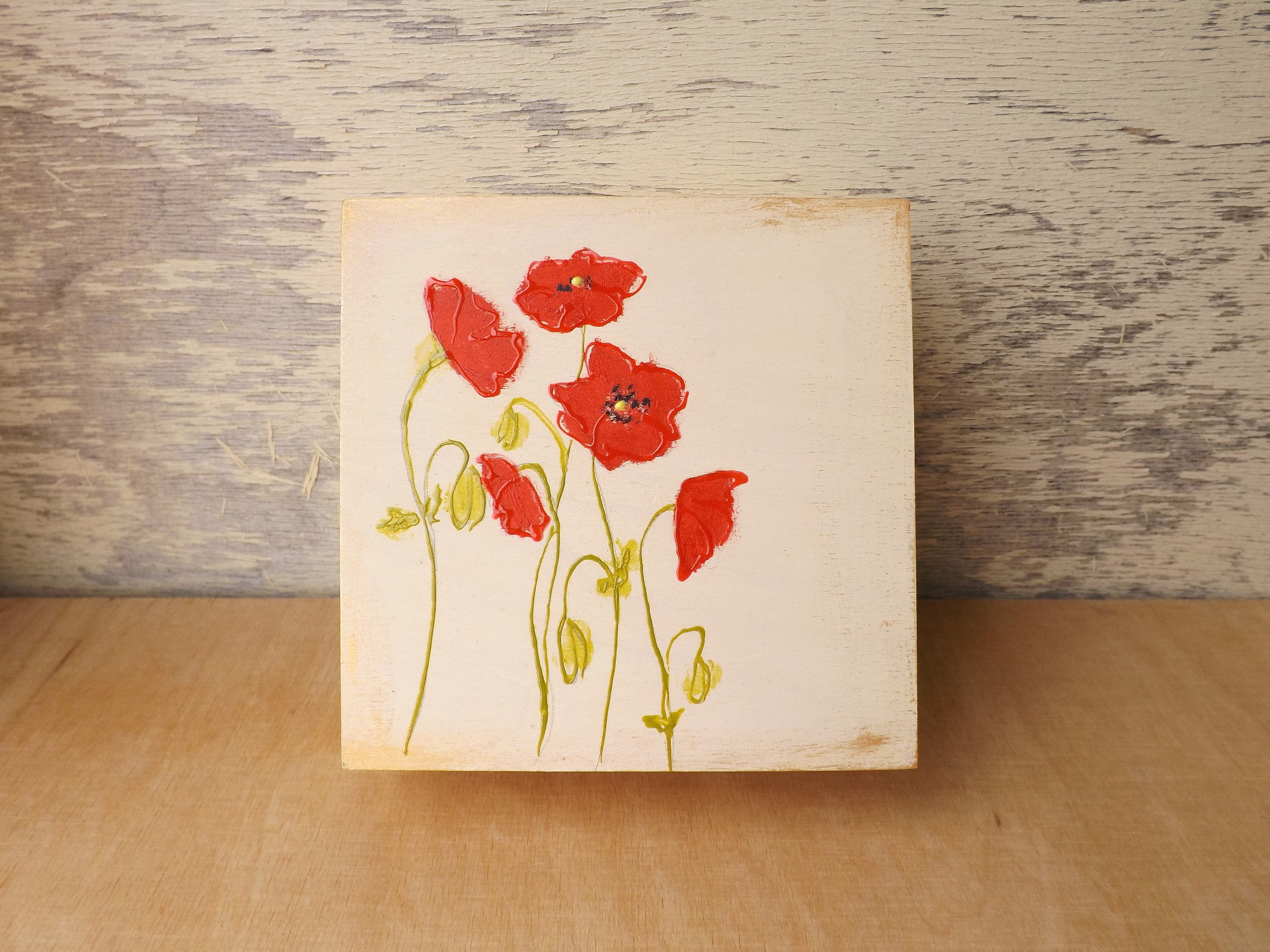 Wood Box With Poppies Hand-painted Trinket Jewelry Treasure | Etsy