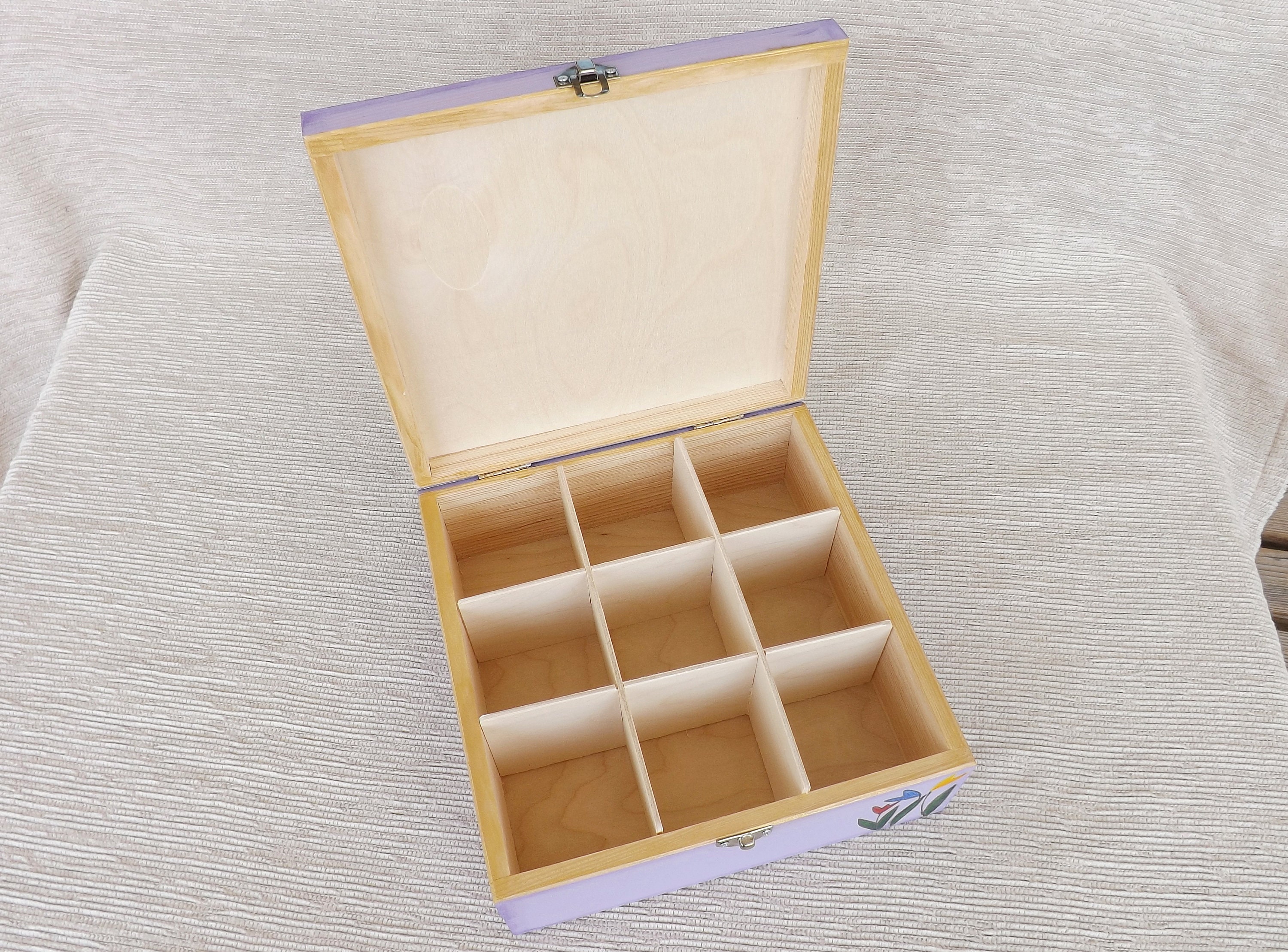 Big wooden Tea box with Tulips hand-painted floral wood Tea | Etsy