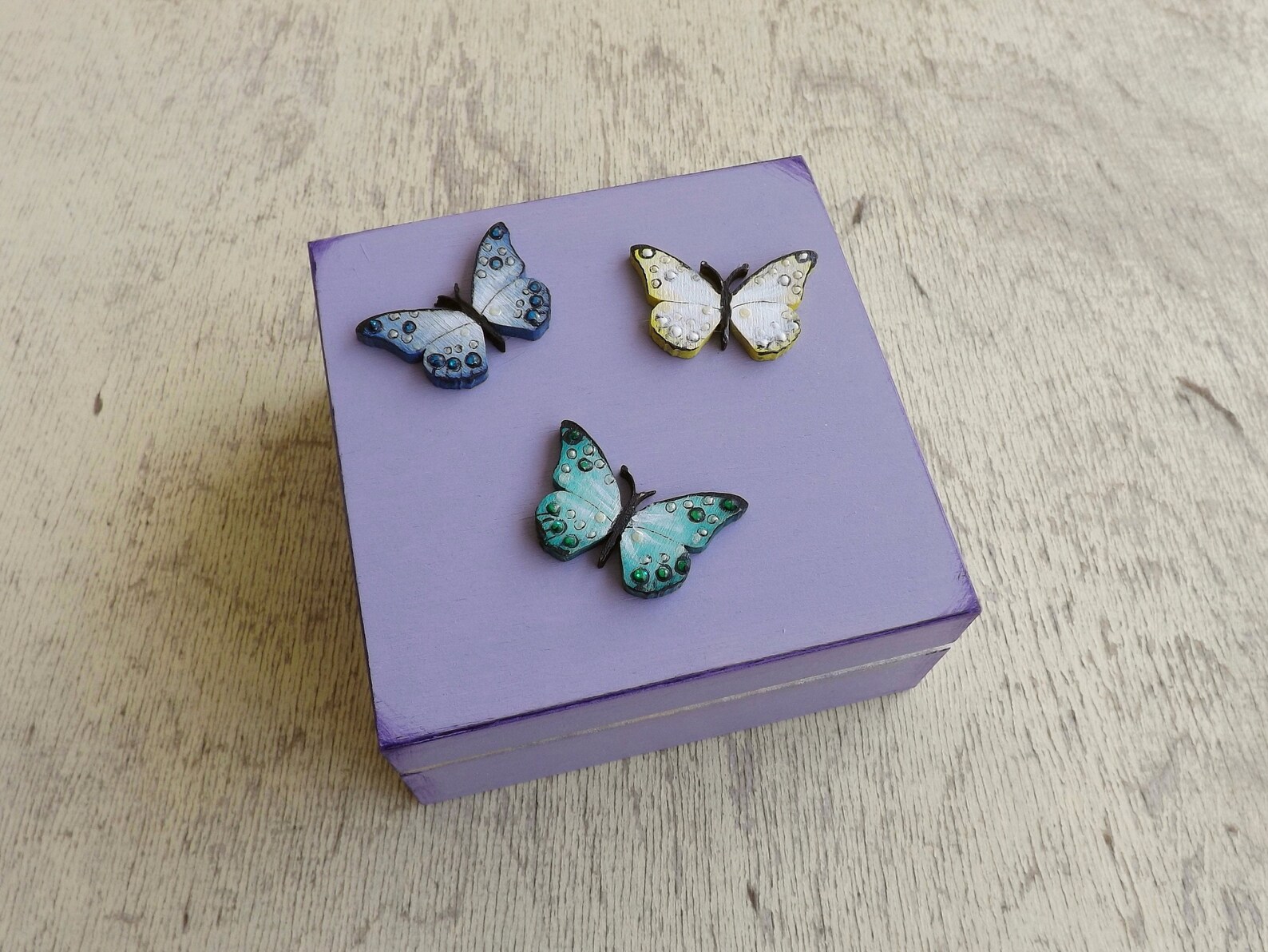 Wood Little Box With Butterflies Hand-painted Customized Gift - Etsy