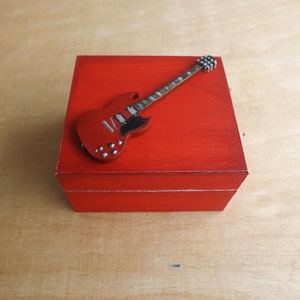 Wood Tiny Box With Guitar Electric, Customized Hand-painted Guitar Pick ...
