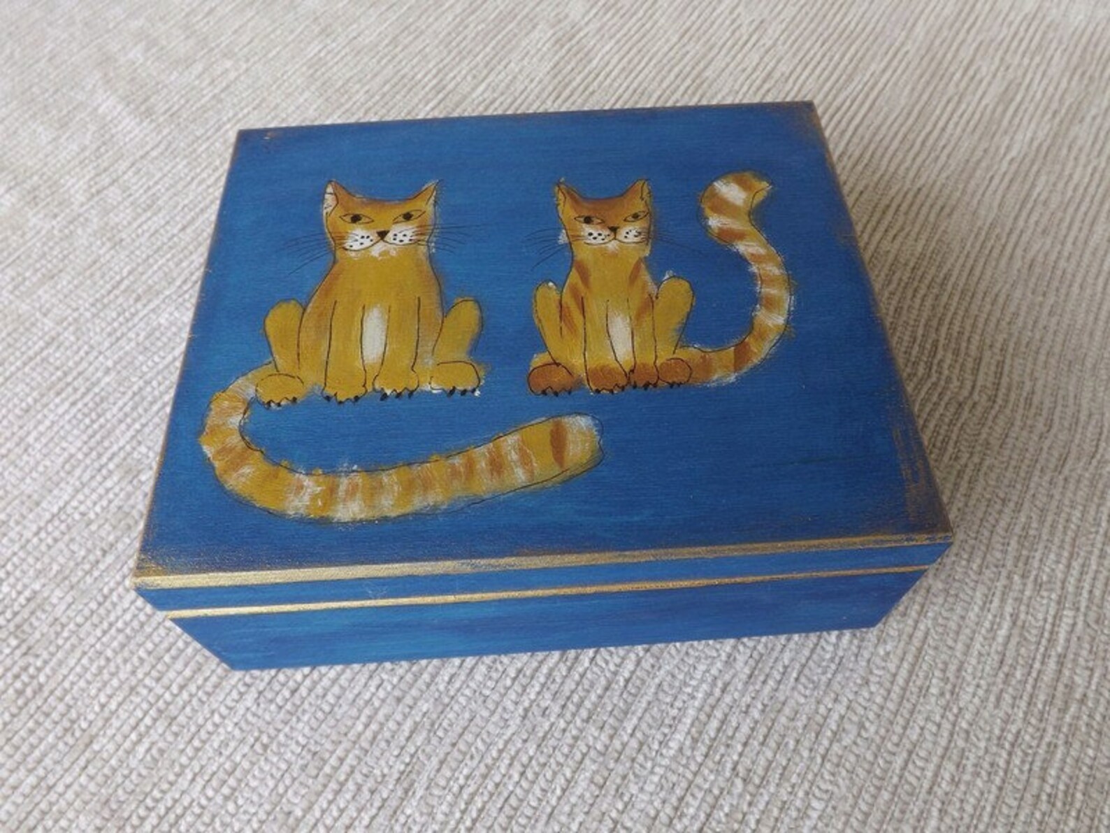 Custom Wood Box Cats in Blue Hand-painted Personalized - Etsy