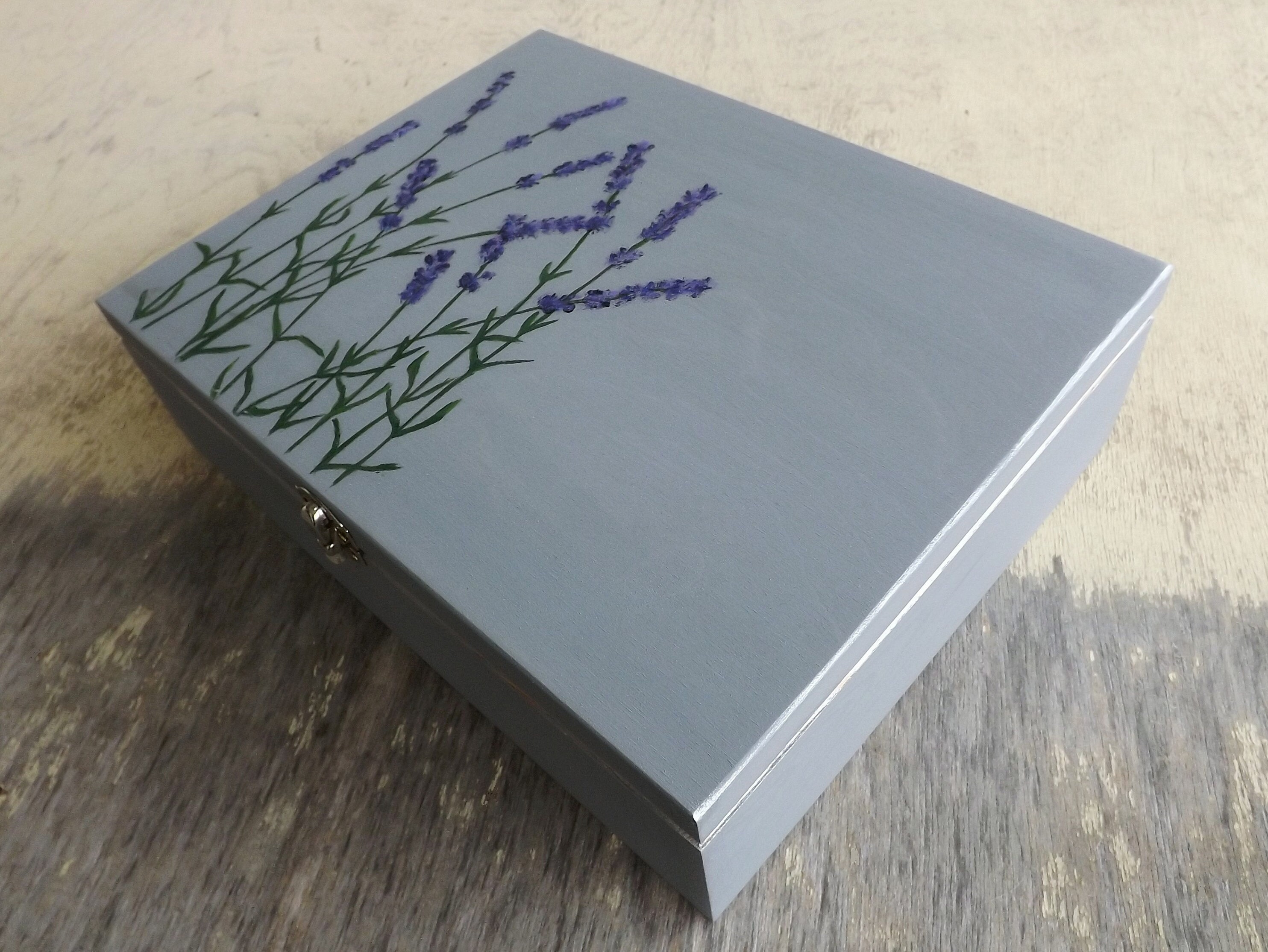 Big Tea Box With Lavender Personalized Hand Painted Wooden - Etsy