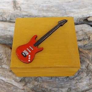 Wood Tiny Box With Guitar Electric, Customized Hand-painted Guitar Pick ...