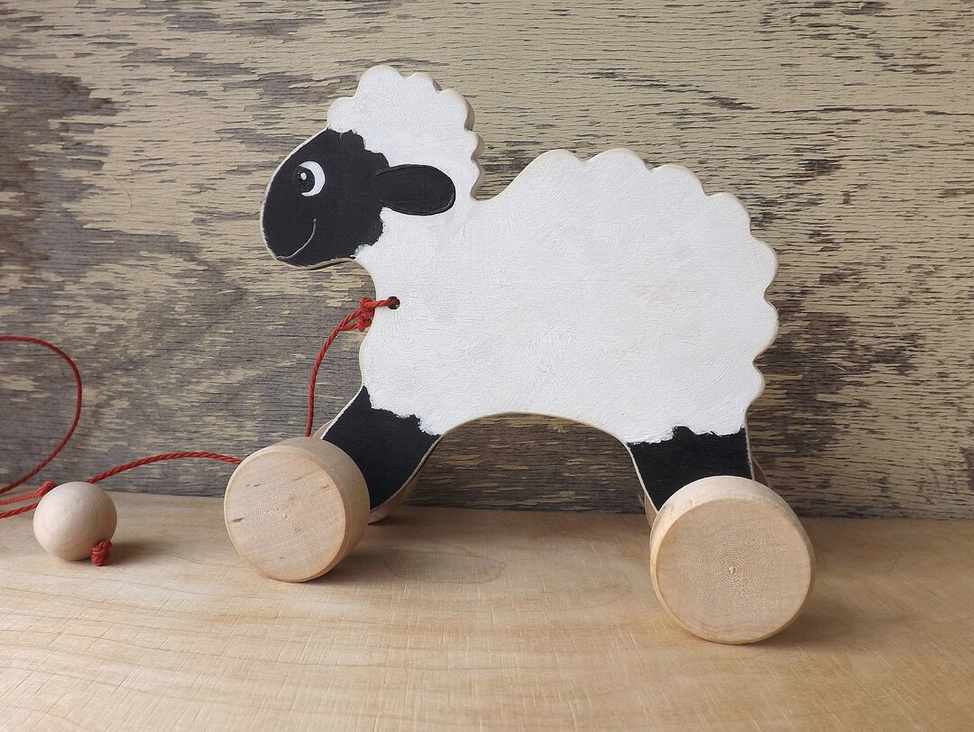 Wooden Pull Toy Sheep Hand-painted Hand Cut Wood Custom - Etsy