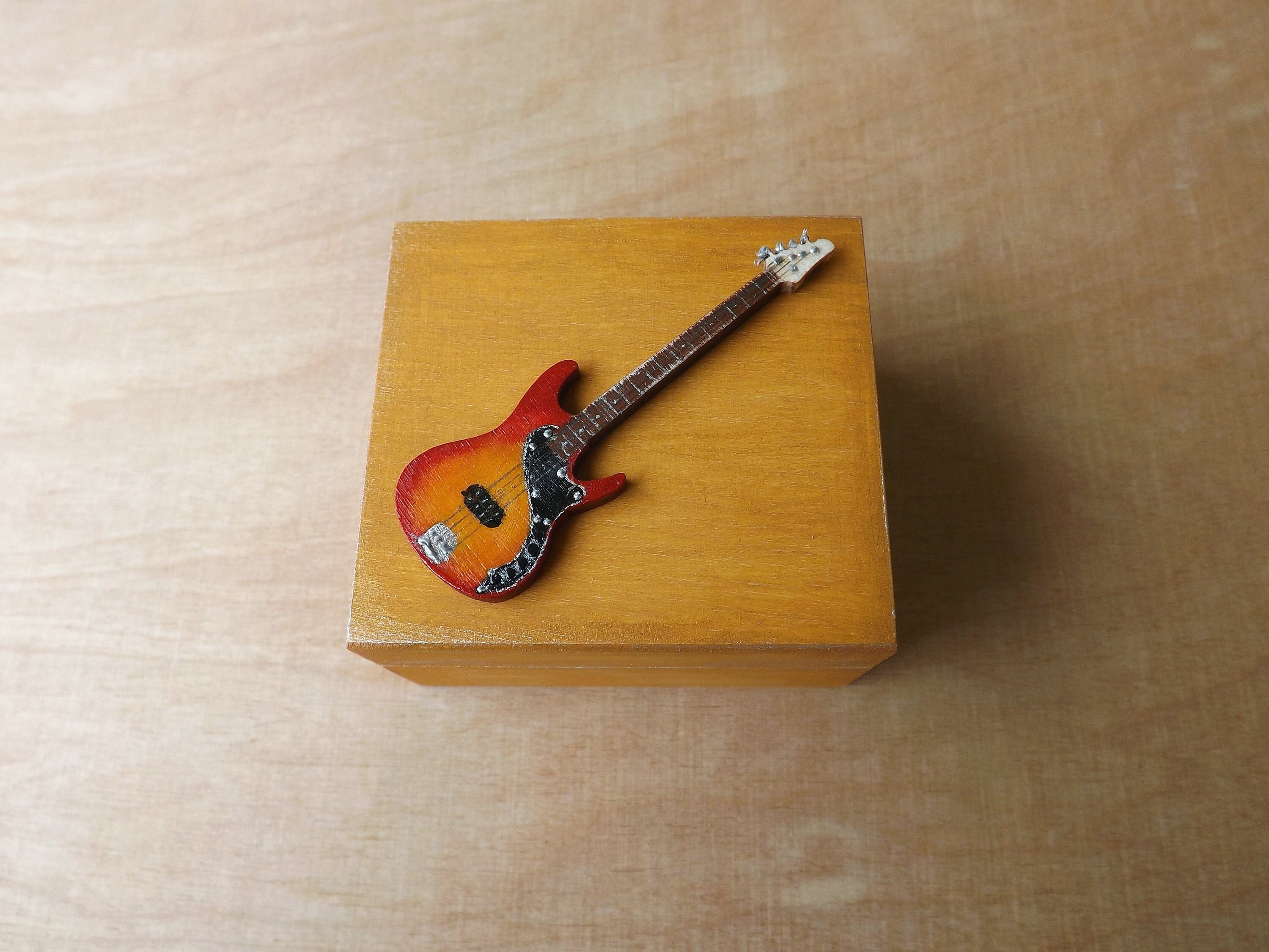 Wooden Tiny Box With Bass Guitar Customized Hand Painted - Etsy