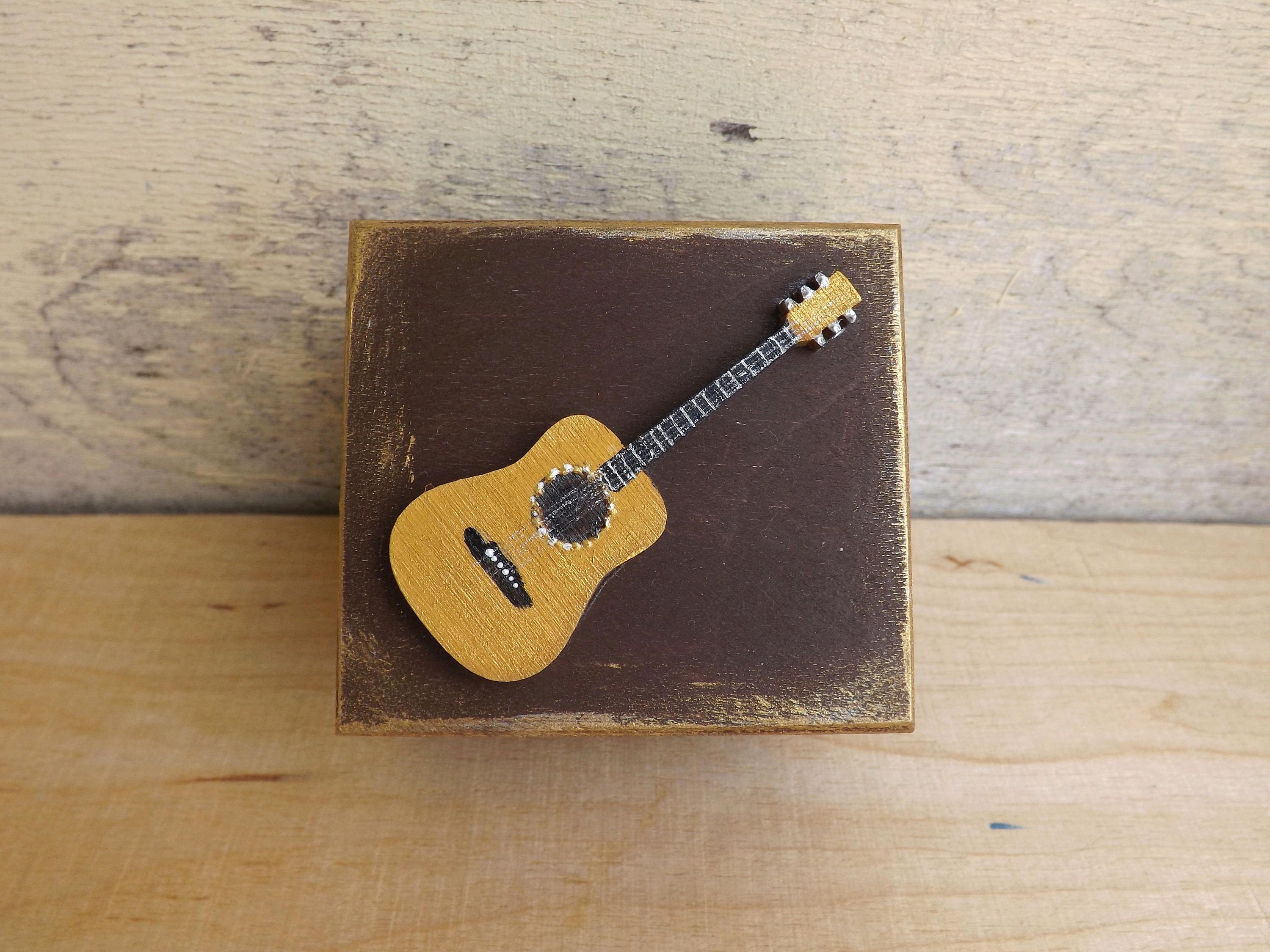 Wooden Tiny Box With Classic Guitar, Custom Hand-painted Gift for Music ...