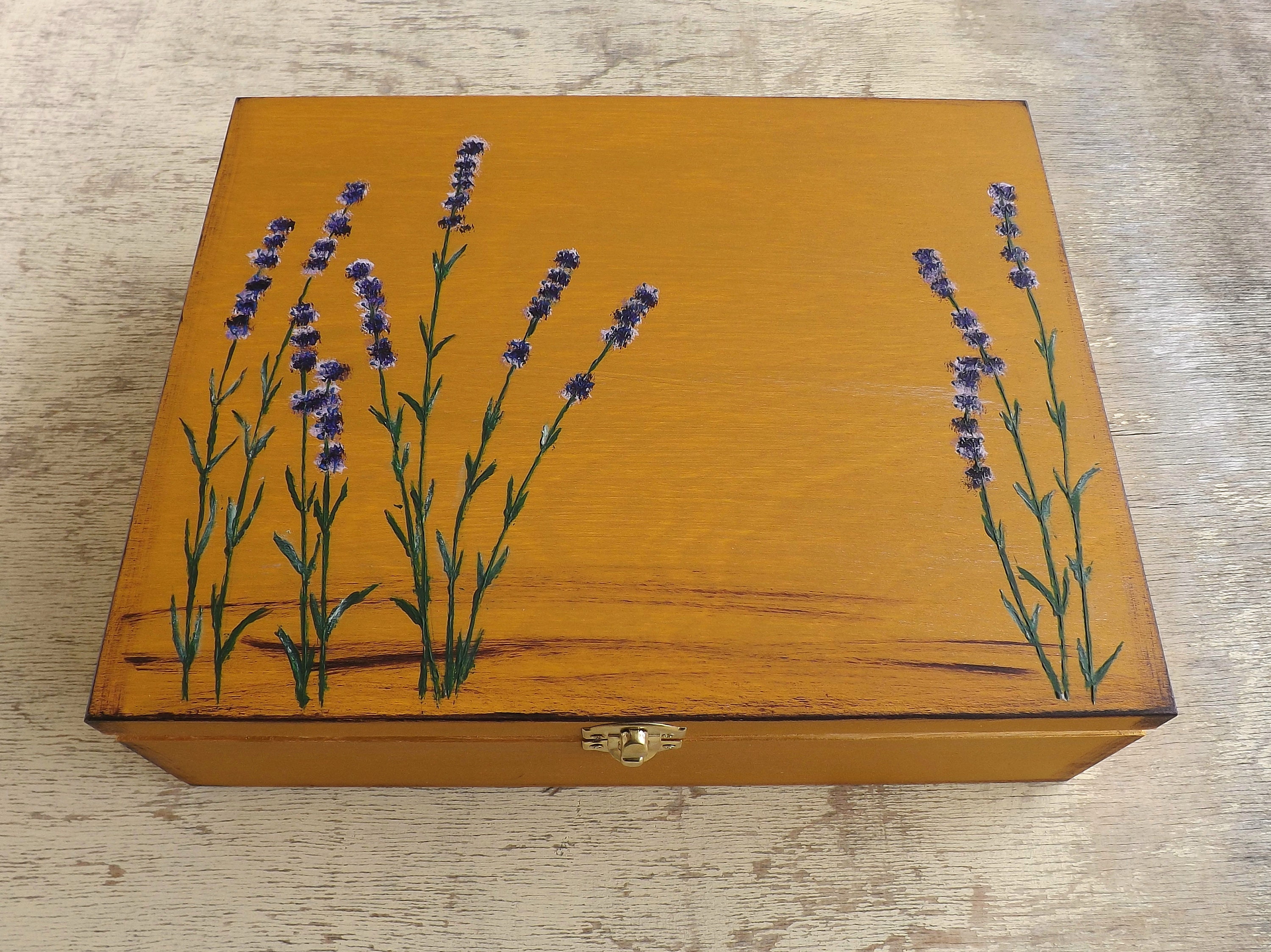 Big Tea Box With Lavender Personalized Hand Painted Wooden - Etsy