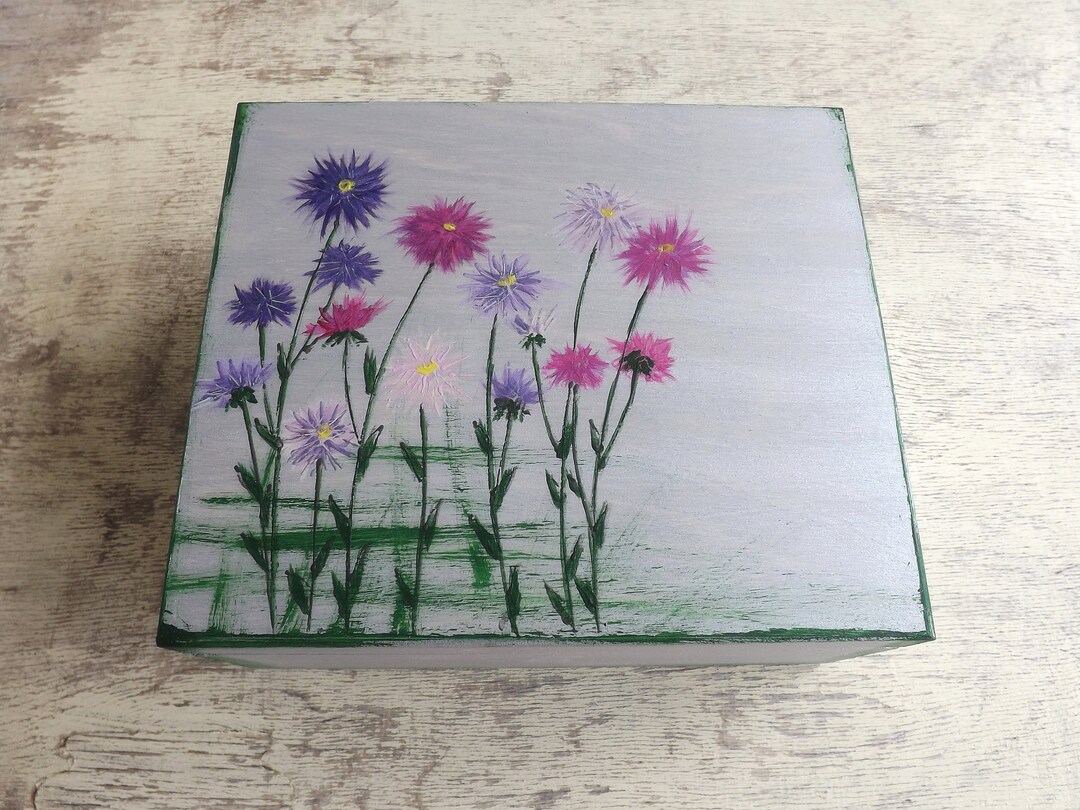 Custom Wooden Floral Tea Box, Hand-painted Personalized Tea Bag ...