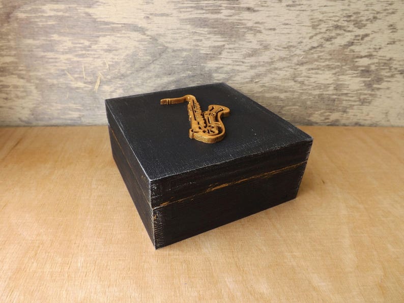 Wood Small Box With Saxophone Trumpet Guitar Custom - Etsy