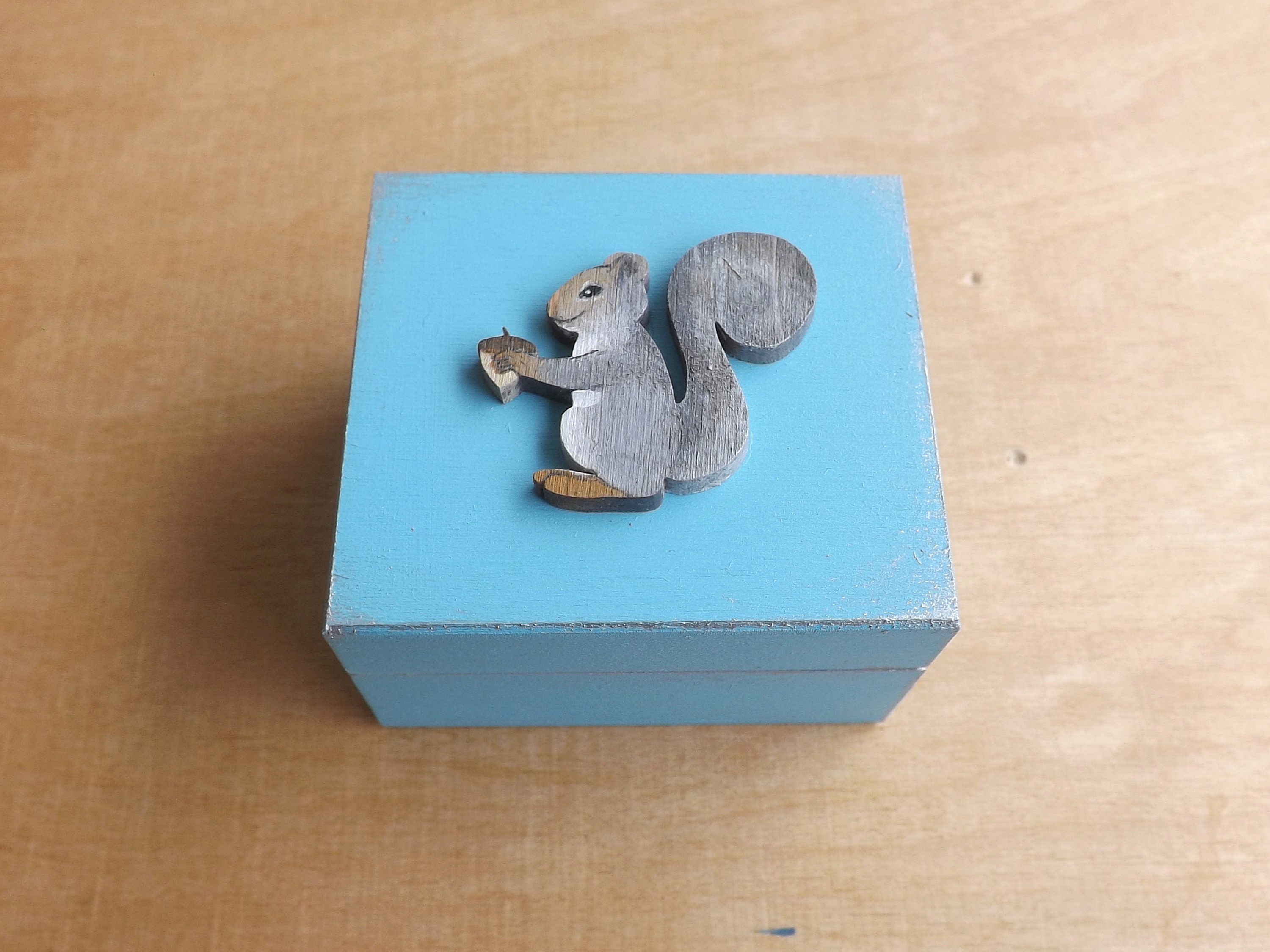 Wood tiny box with Squirrel Wolf Fox custom hand-painted | Etsy