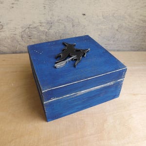 Wood Little Box: Witch on Broomstick, Custom Hand-painted Chest, Small ...