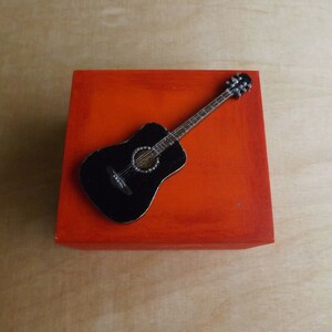 Wooden Tiny Box With Classic Guitar, Custom Hand-painted Gift for Music ...