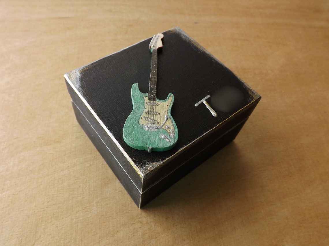 Wood Tiny Box With Guitar Electric Customized Hand-painted | Etsy