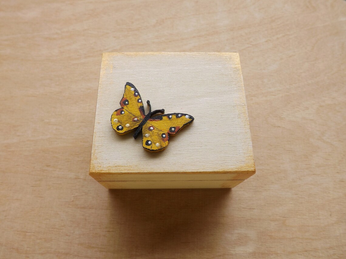 Wood Tiny Box With Butterflies Hand-painted Personalized - Etsy