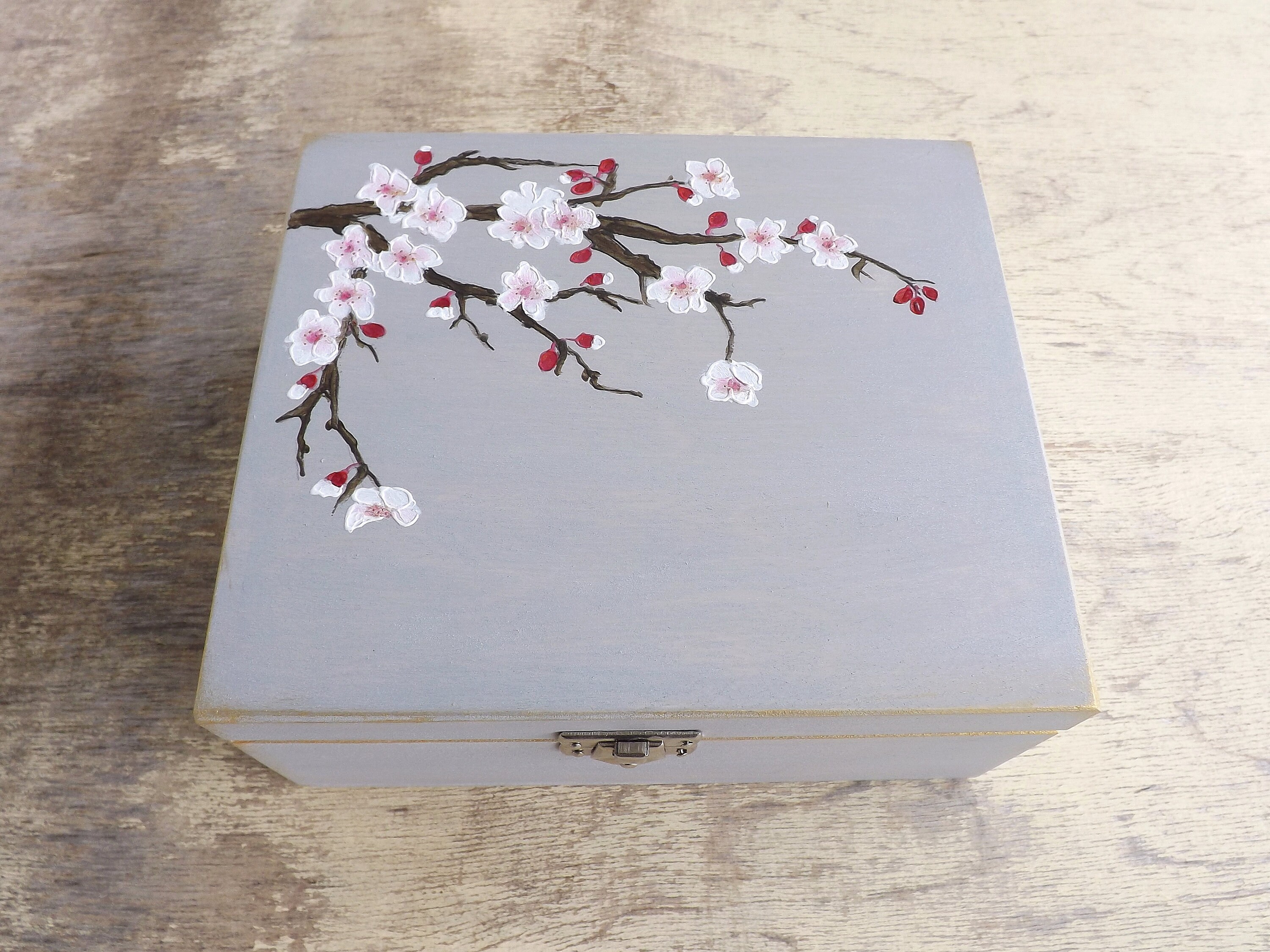 Custom wooden floral Tea box hand-painted personalized Tea | Etsy