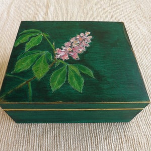 Custom Wooden Floral Tea Box, Hand-painted Personalized Tea Bag ...