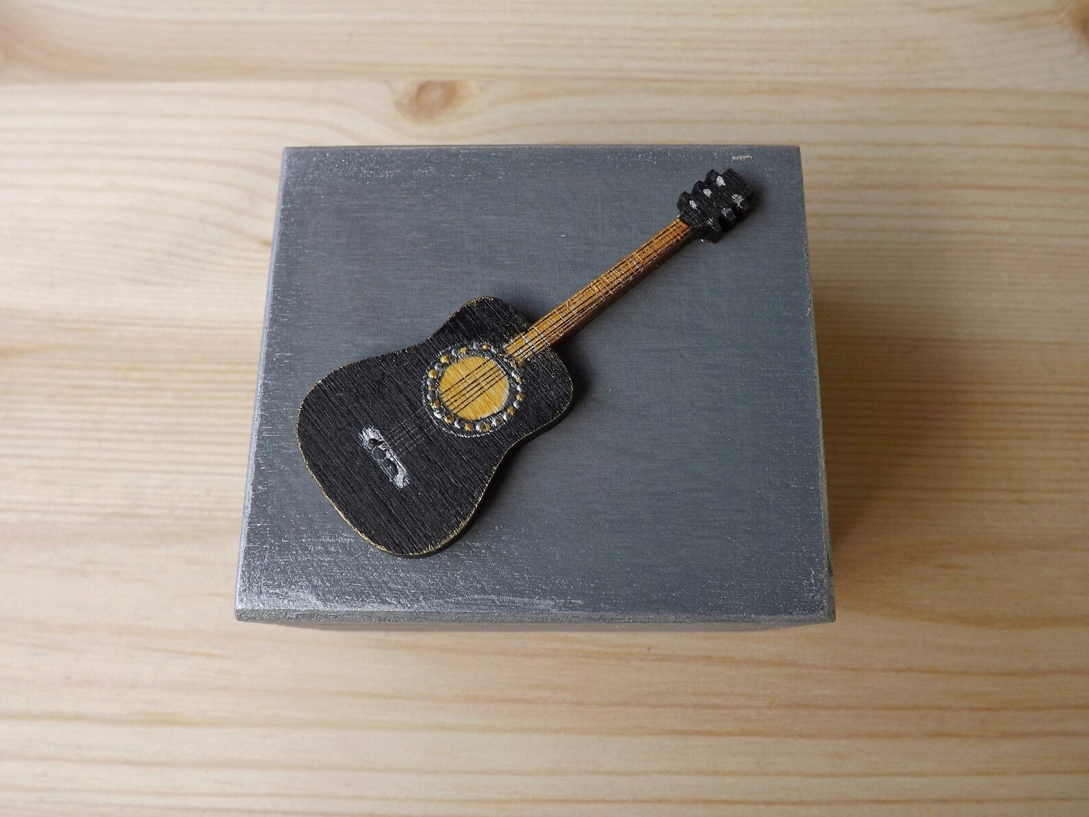 Wooden tiny box with classic Guitar custom hand-painted gift | Etsy