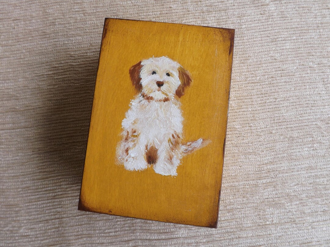 Wood Box: Dog, Hand-painted Custom Pet Memory Box, Personalized Dog's ...