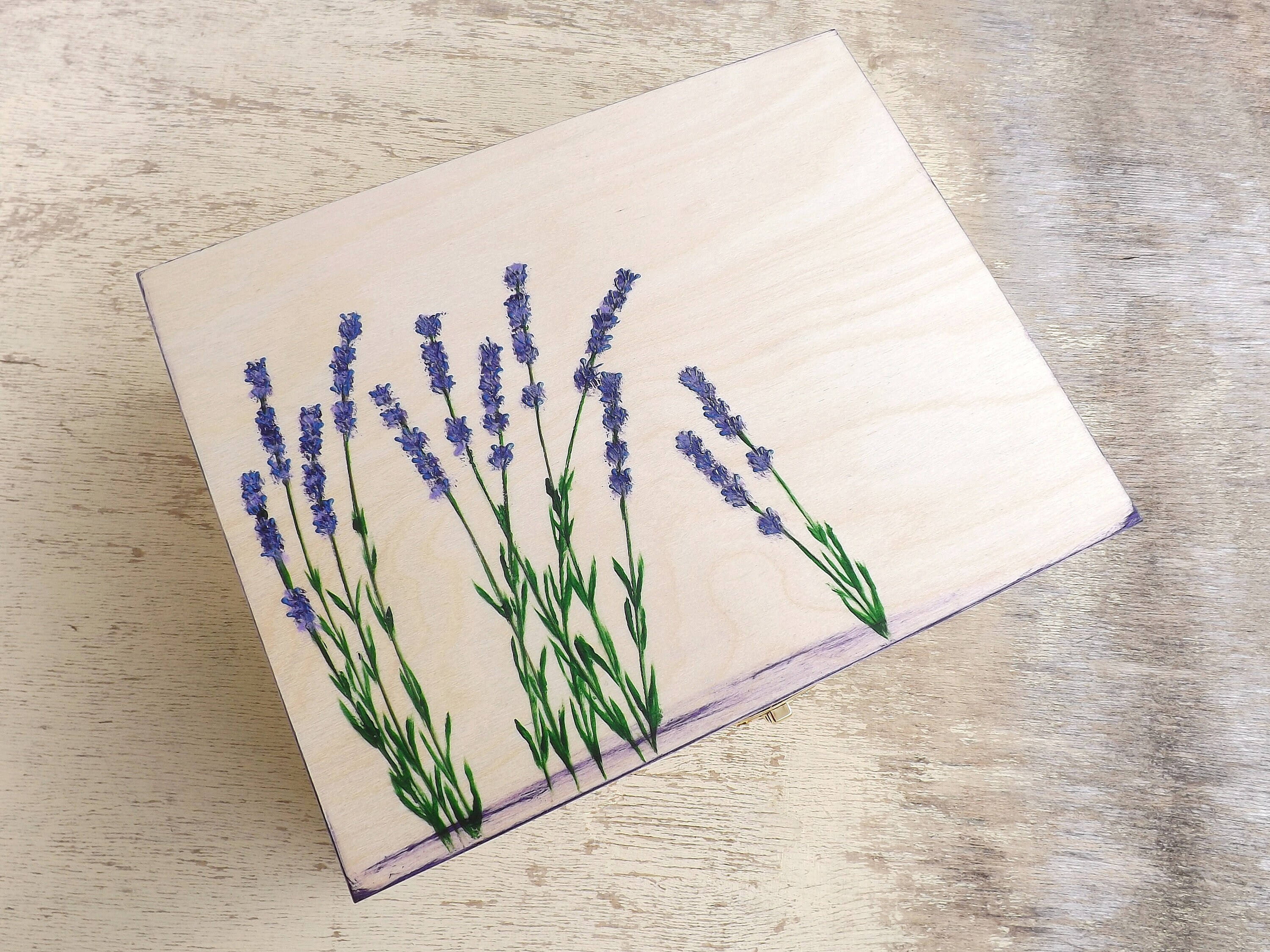 Big Tea Box With Lavender Personalized Hand Painted Wooden - Etsy
