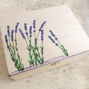 Big Tea Box With Lavender, Personalized Hand Painted Wooden Chest, Tea ...