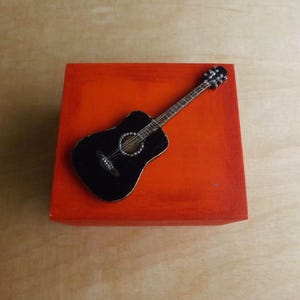 Wooden Tiny Box With Classic Guitar, Custom Hand-painted Gift for Music ...
