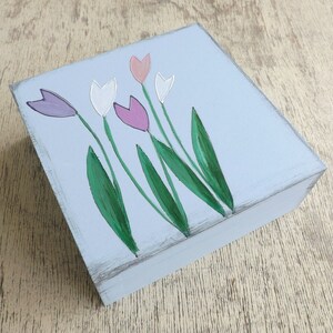 Wooden Small Box With Tulips, Hand-painted Rustic Personalized ...