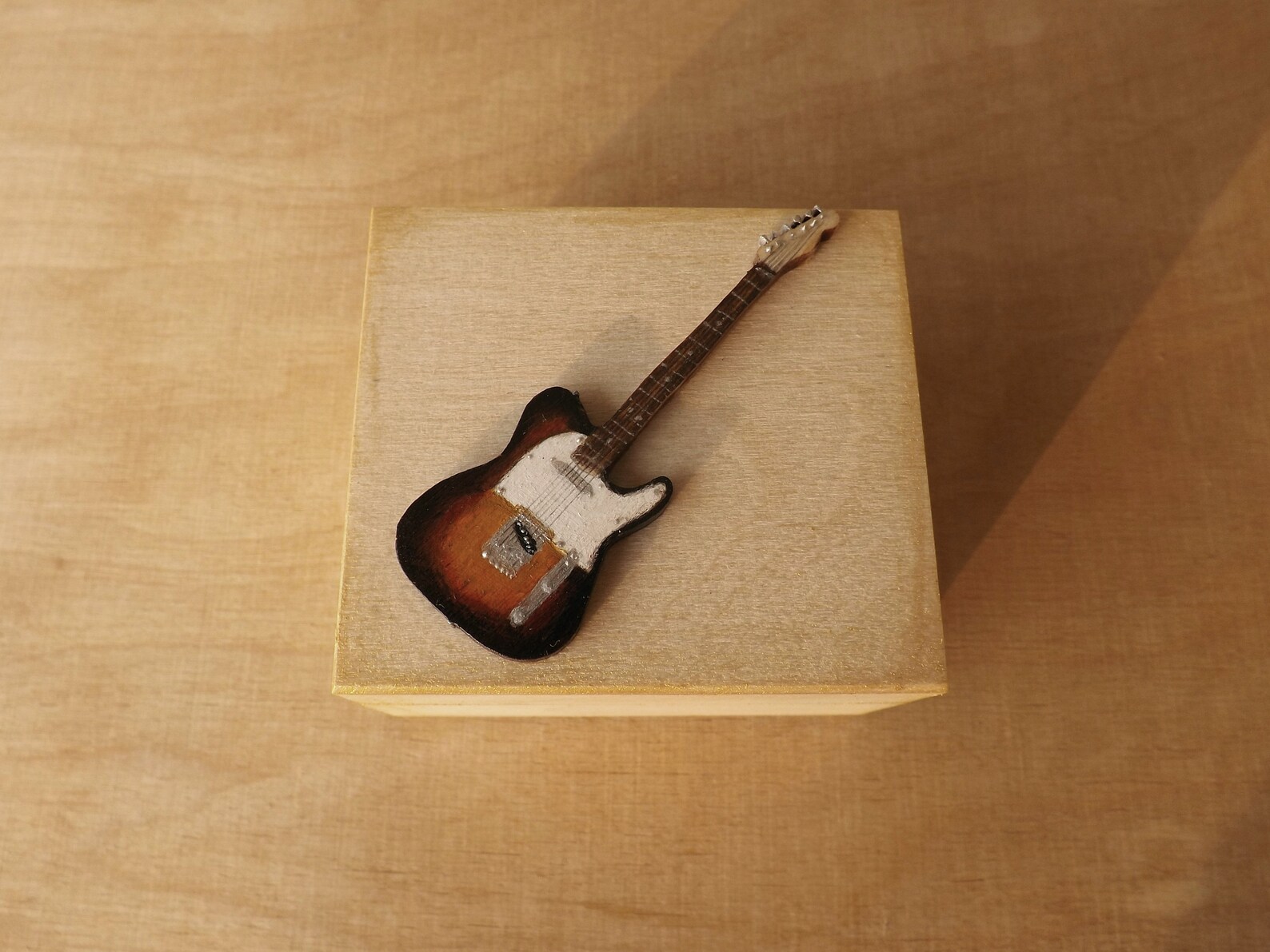 Wood Tiny Box With Guitar Electric, Customized Hand-painted Guitar Pick ...