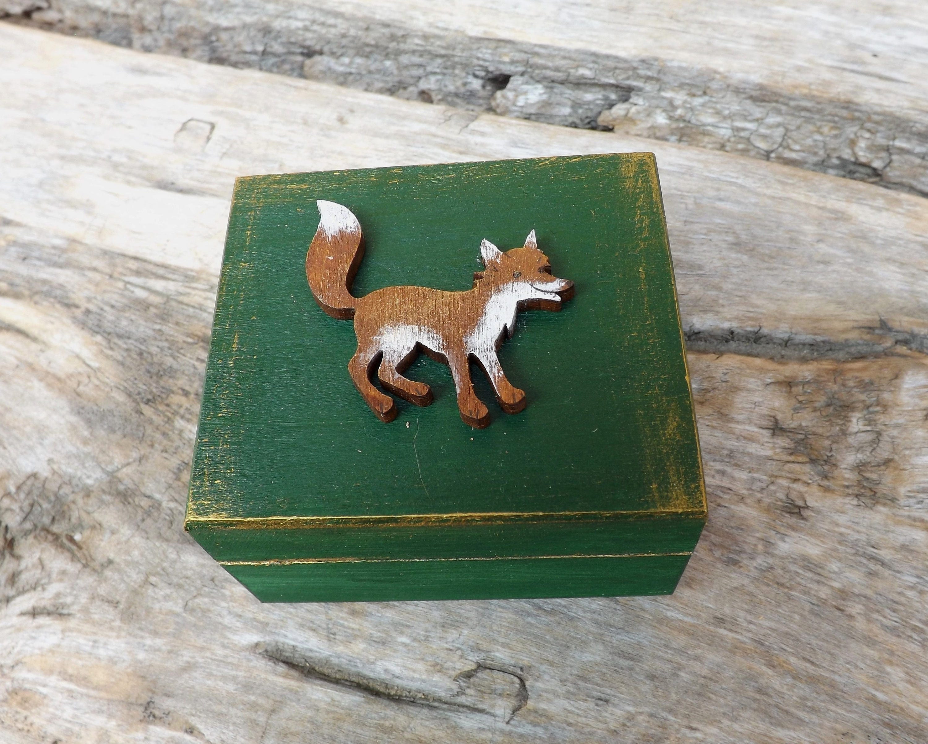 Wood Tiny Box With Squirrel Wolf Fox Custom Hand-painted - Etsy
