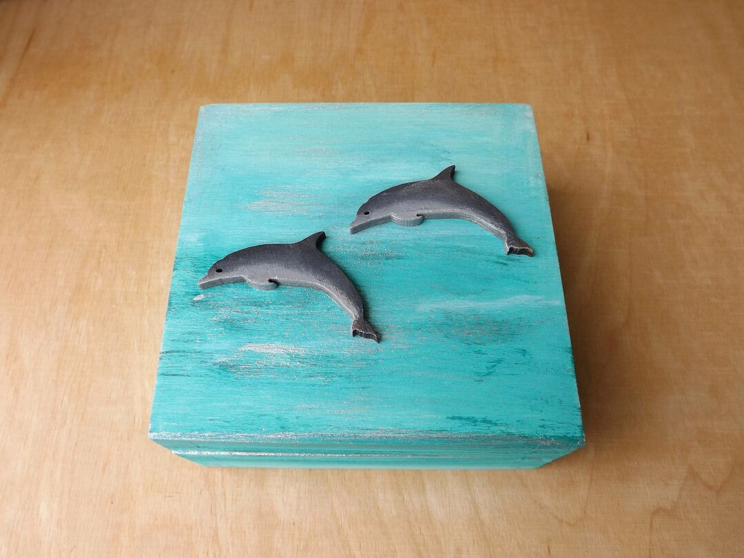 Wooden Little Box With Dolphins or Sailboat, Hand-painted Wood Custom ...