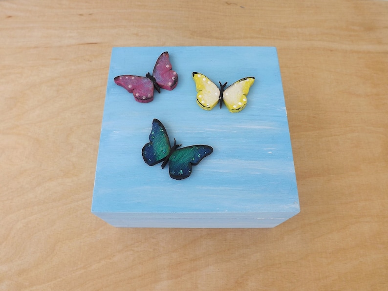 Wood Little Box With Butterflies Hand-painted Customized Gift - Etsy