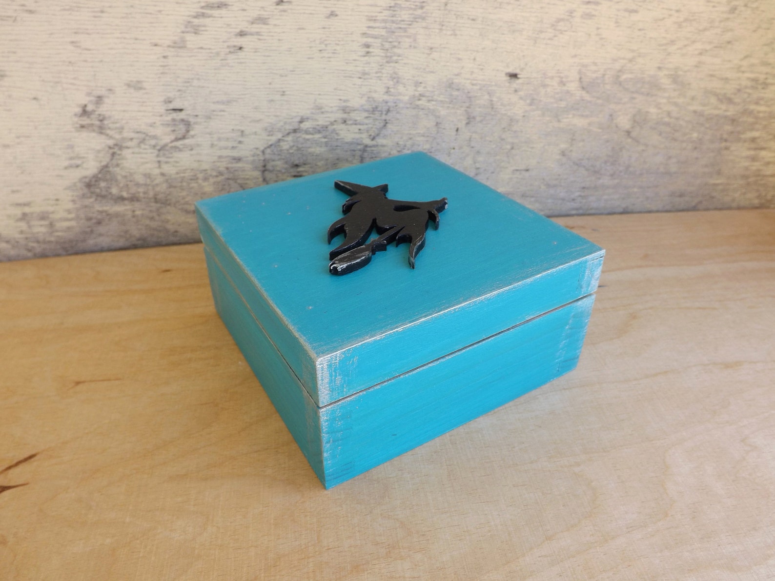 Wood Little Box Witch on Broomstick Custom Wooden | Etsy