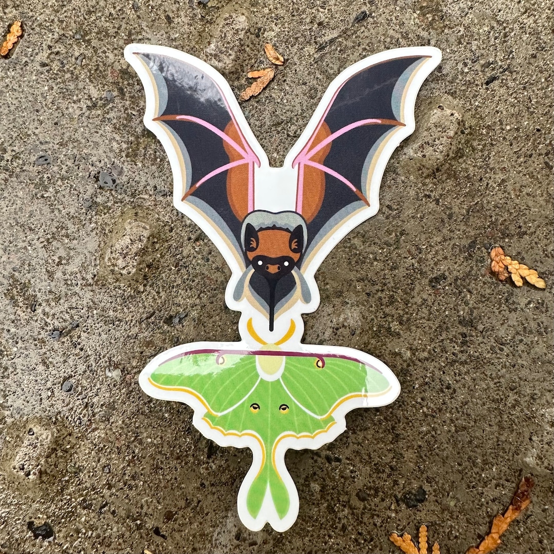 Bat and Luna Moth Sticker - Etsy
