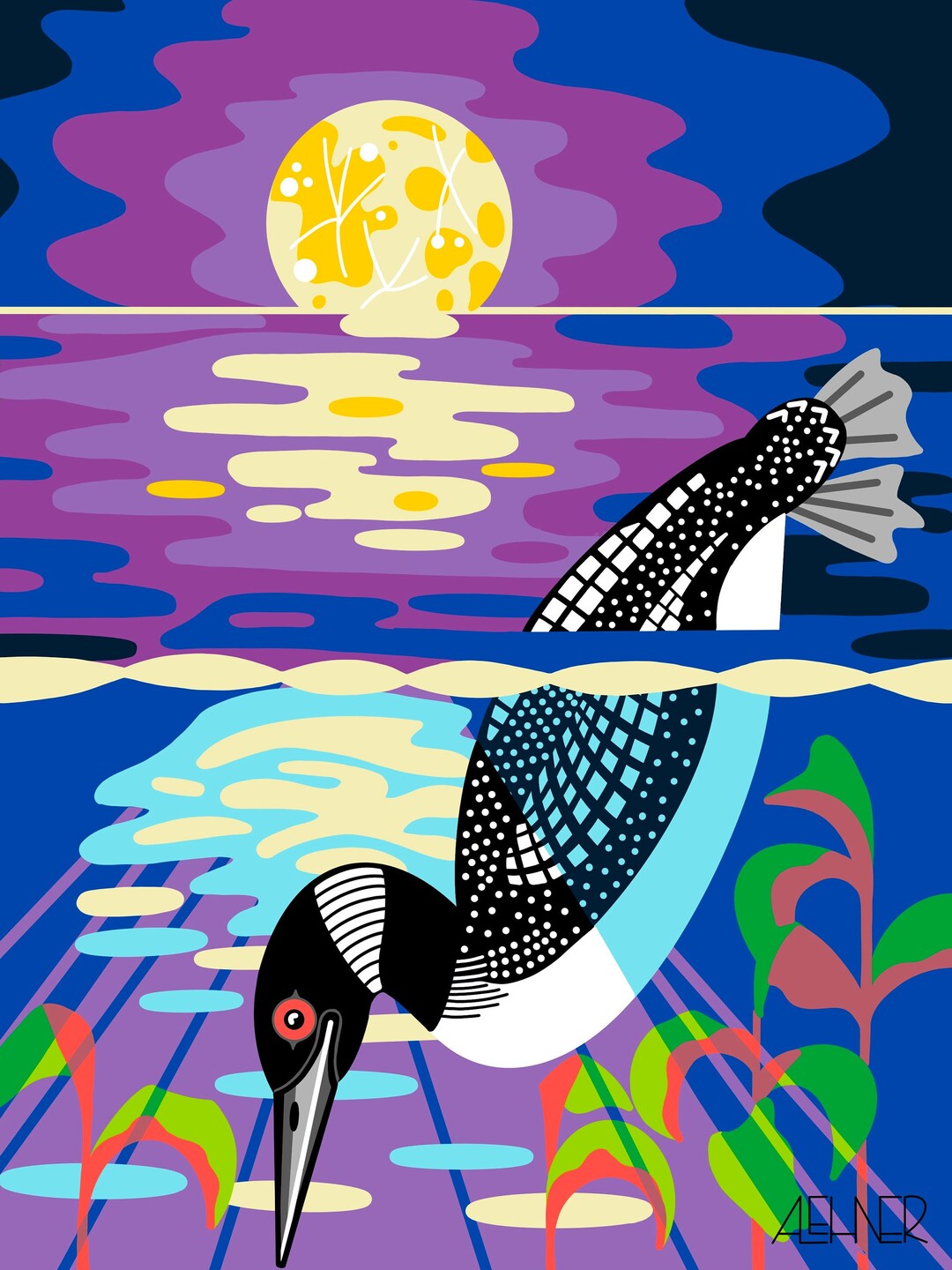 Loon and the Moon - Etsy