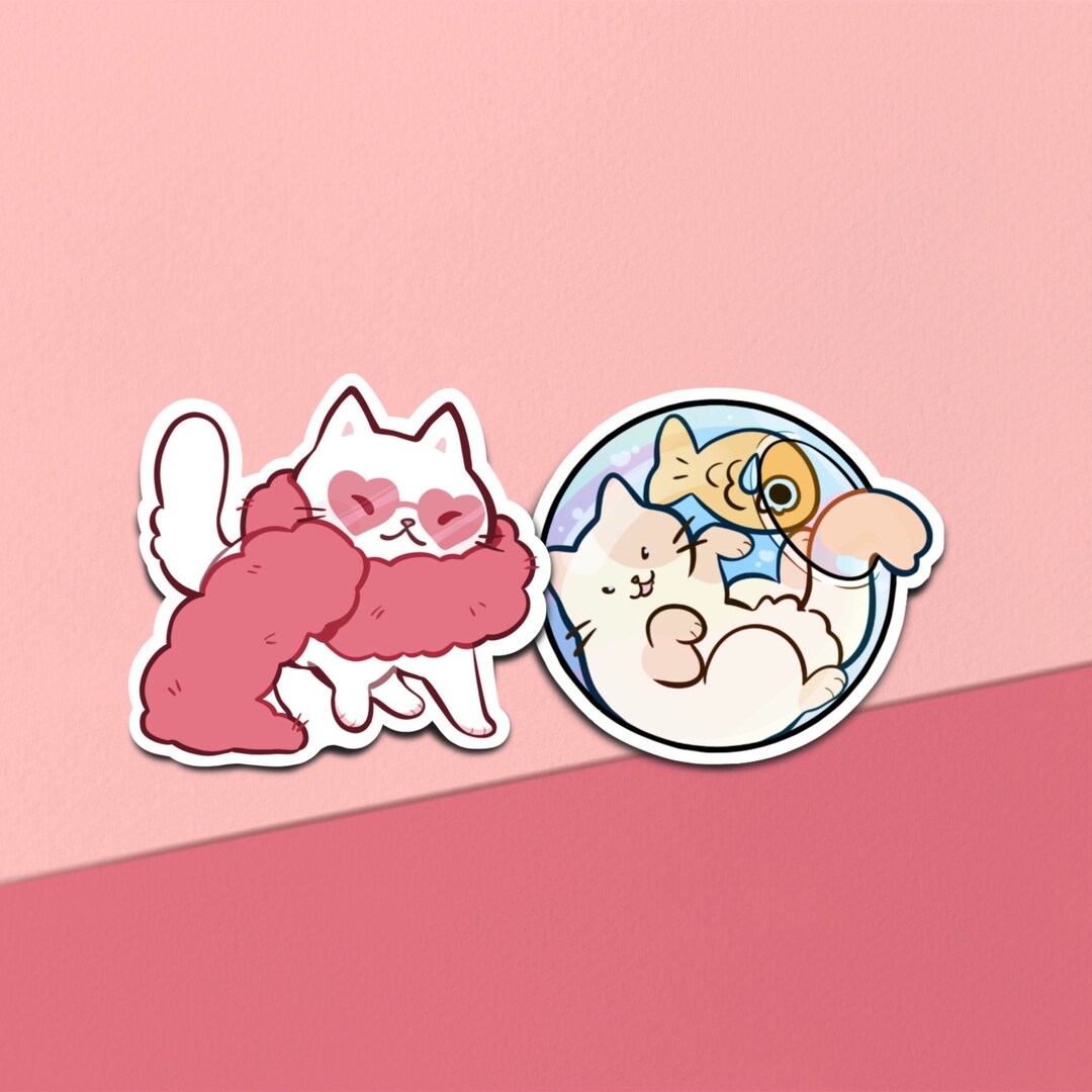 Catwalk & Cat-fishbowl Stickers FREE Shipping - Etsy